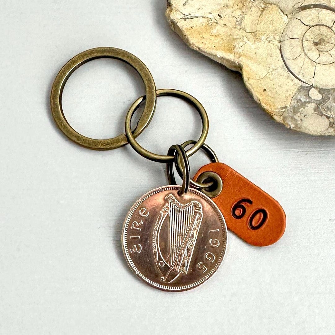 60th Birthday Gift, a 1965 Irish Penny ( 60 Years Old ) Key Chain, Key ...