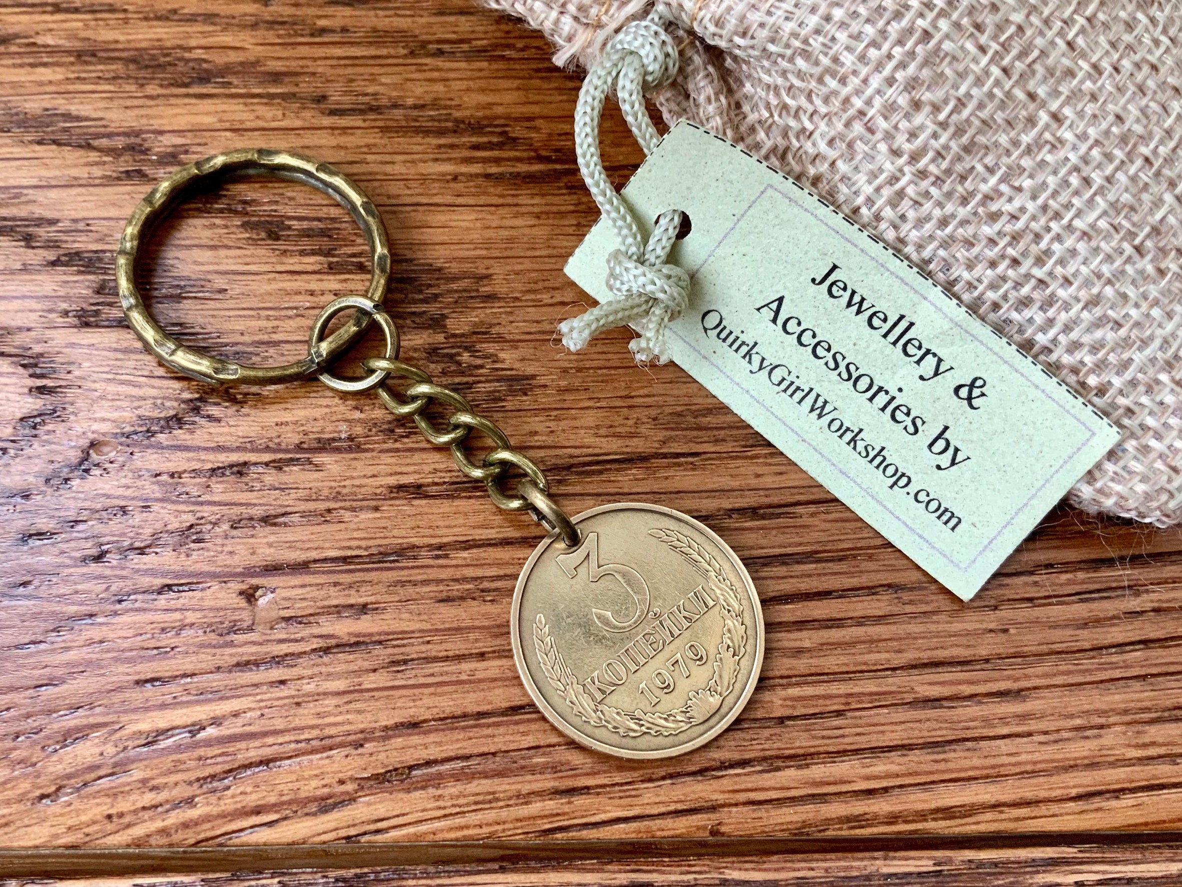 Unusual Soviet Union coin keyring, 1979 3 kopeck coin keychain Russia ...