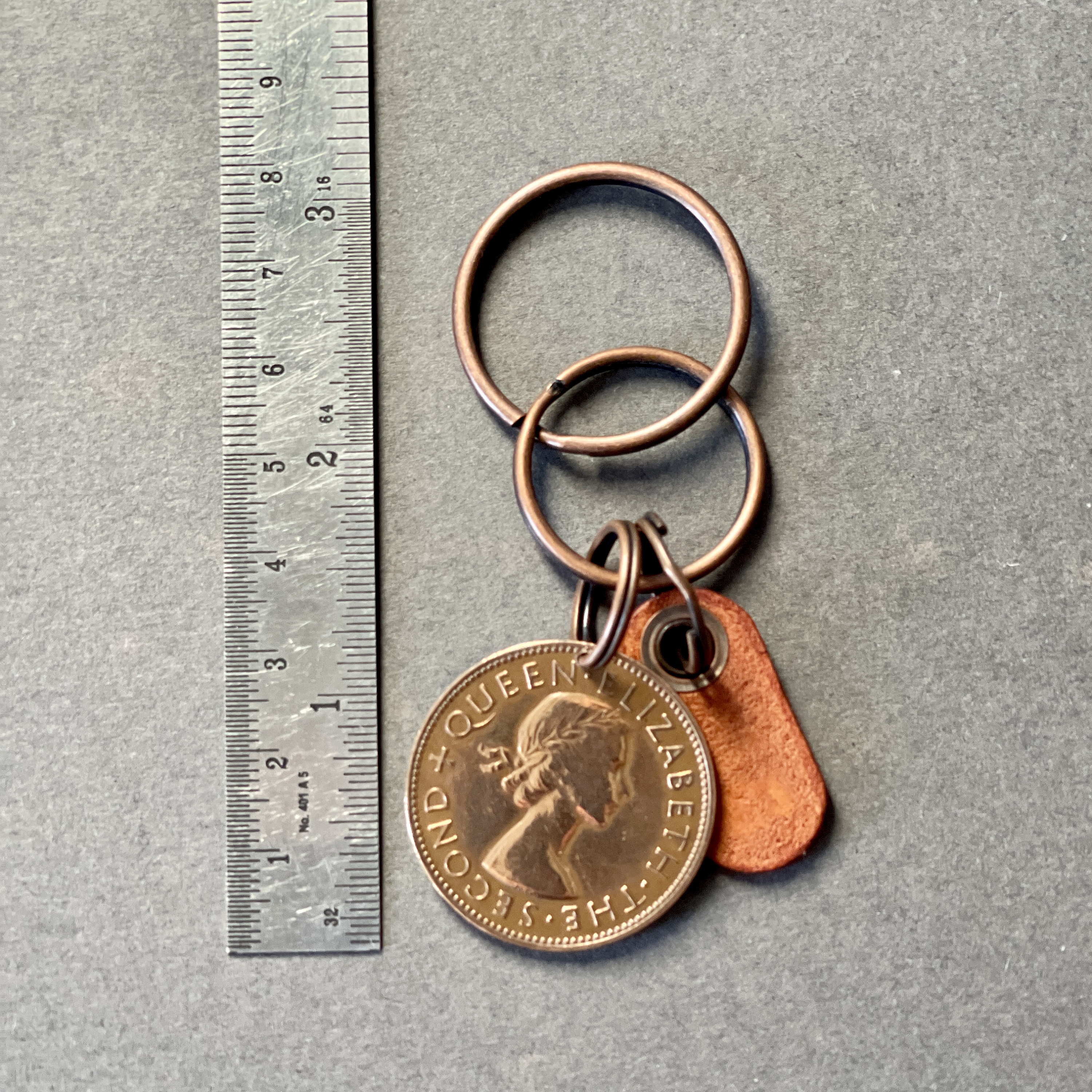 70th birthday gift, 1954 New Zealand penny keychain, Key ring or clip ...