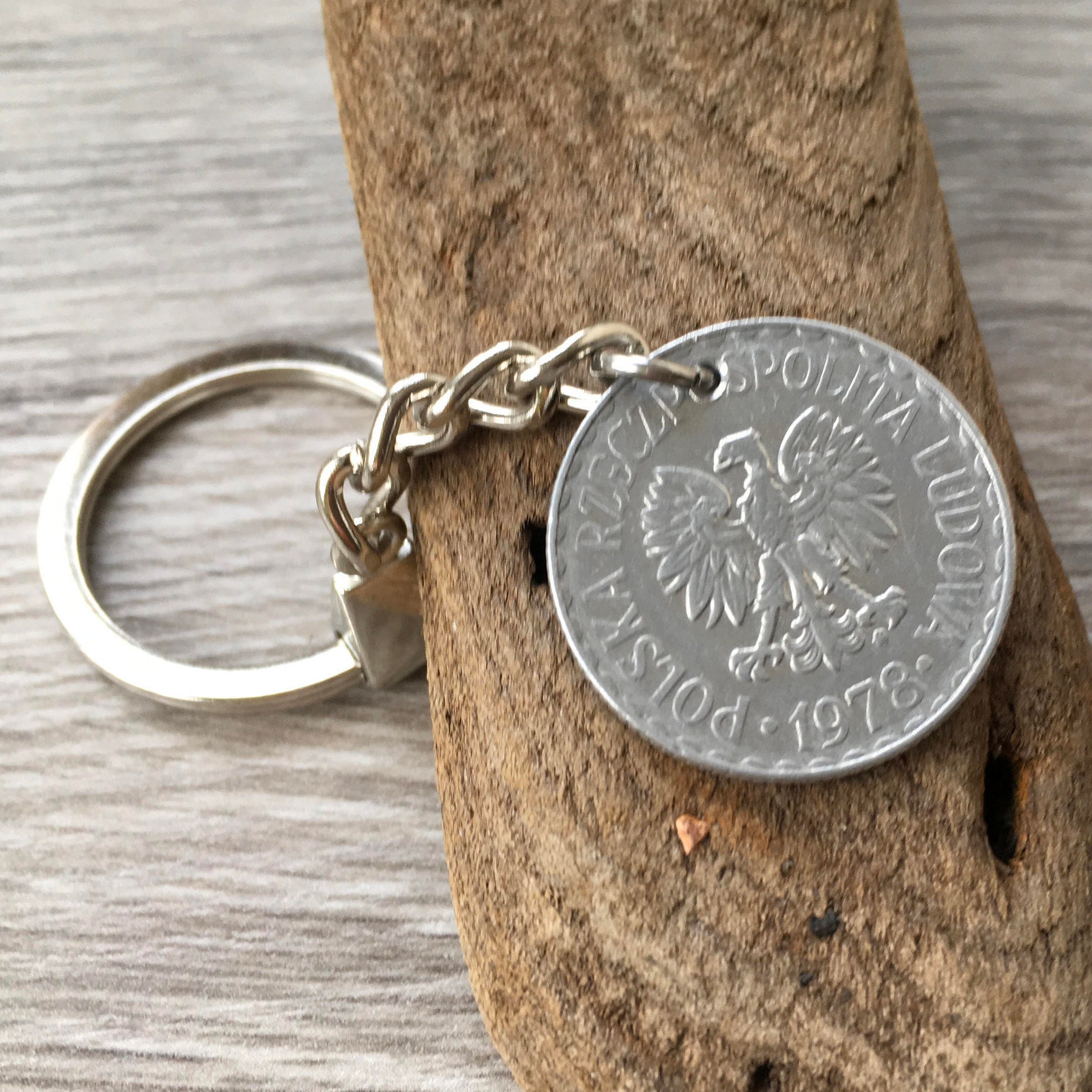Polish coin keyring, 1 zloty from Poland keychain, choose coin year for ...