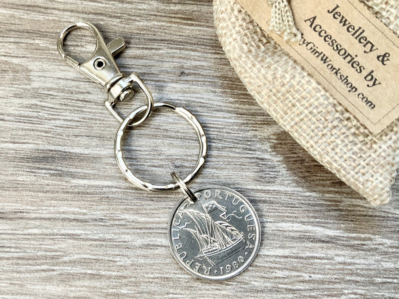 Portuguese Ship Coin Keyring Key Chain or Clip Choose Coin - Etsy UK