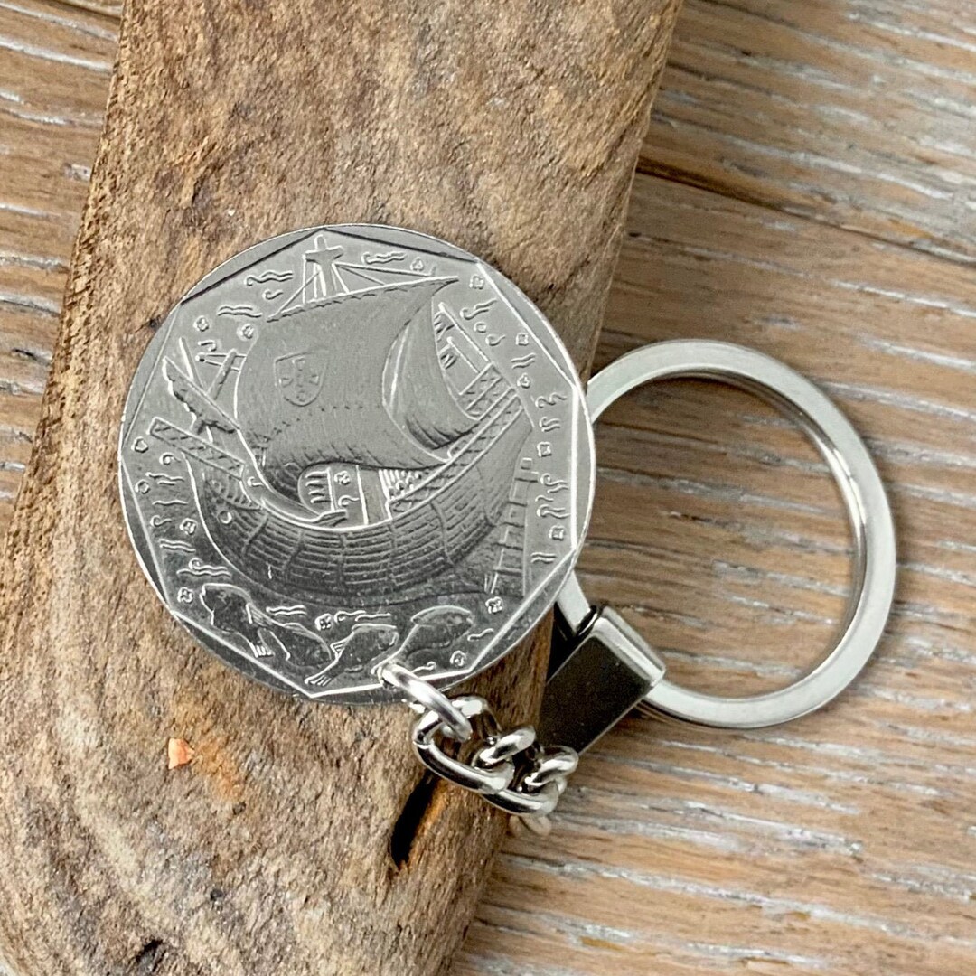 1988 Portuguese 50 Escudos Coin Key Ring, Portugal Key Chain, a Great ...