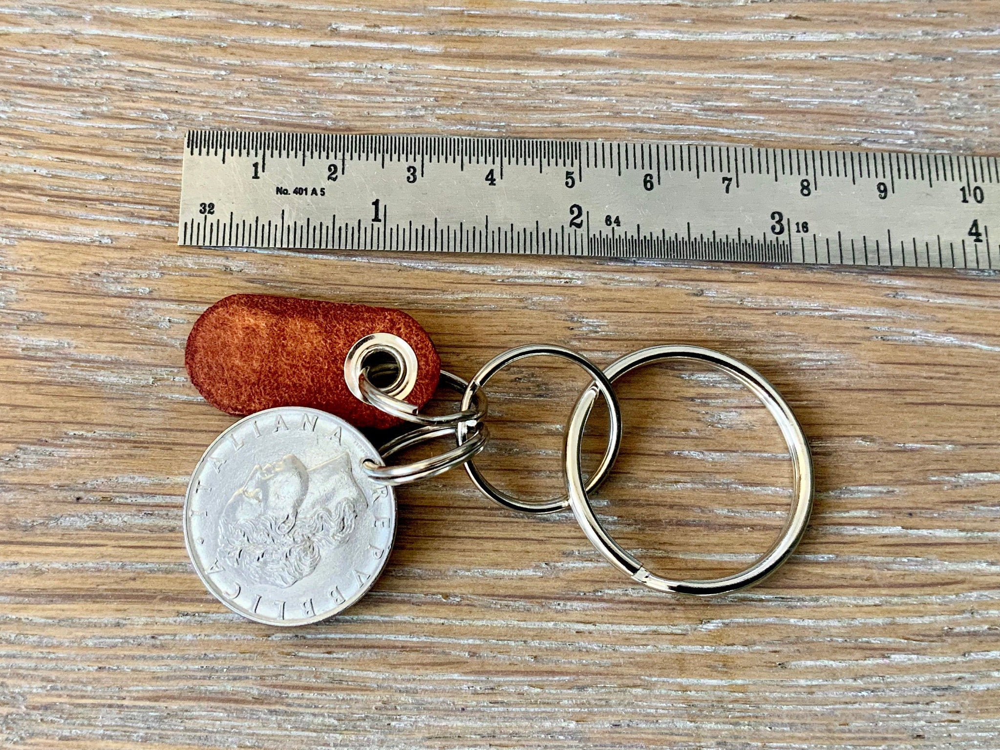 50th birthday gift, Italy key chain, 1975 Italian coin key ring, 50 ...