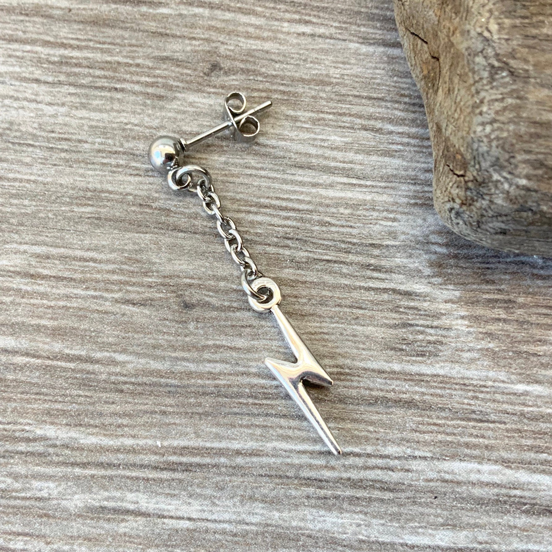 Long lighting bolt earring, thunder bolt dangle earrings, available as ...