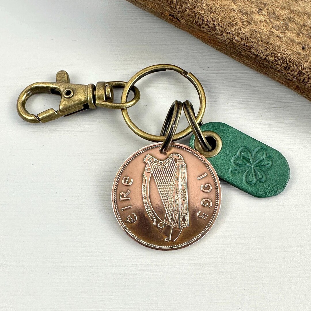 1965 Irish Penny & Shamrock Keyring - 60th Birthday Gift - Etsy
