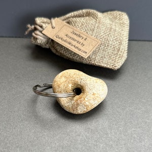 Hag Stone Key Ring, Rock With a Natural Hole Key Chain, Found Beach ...