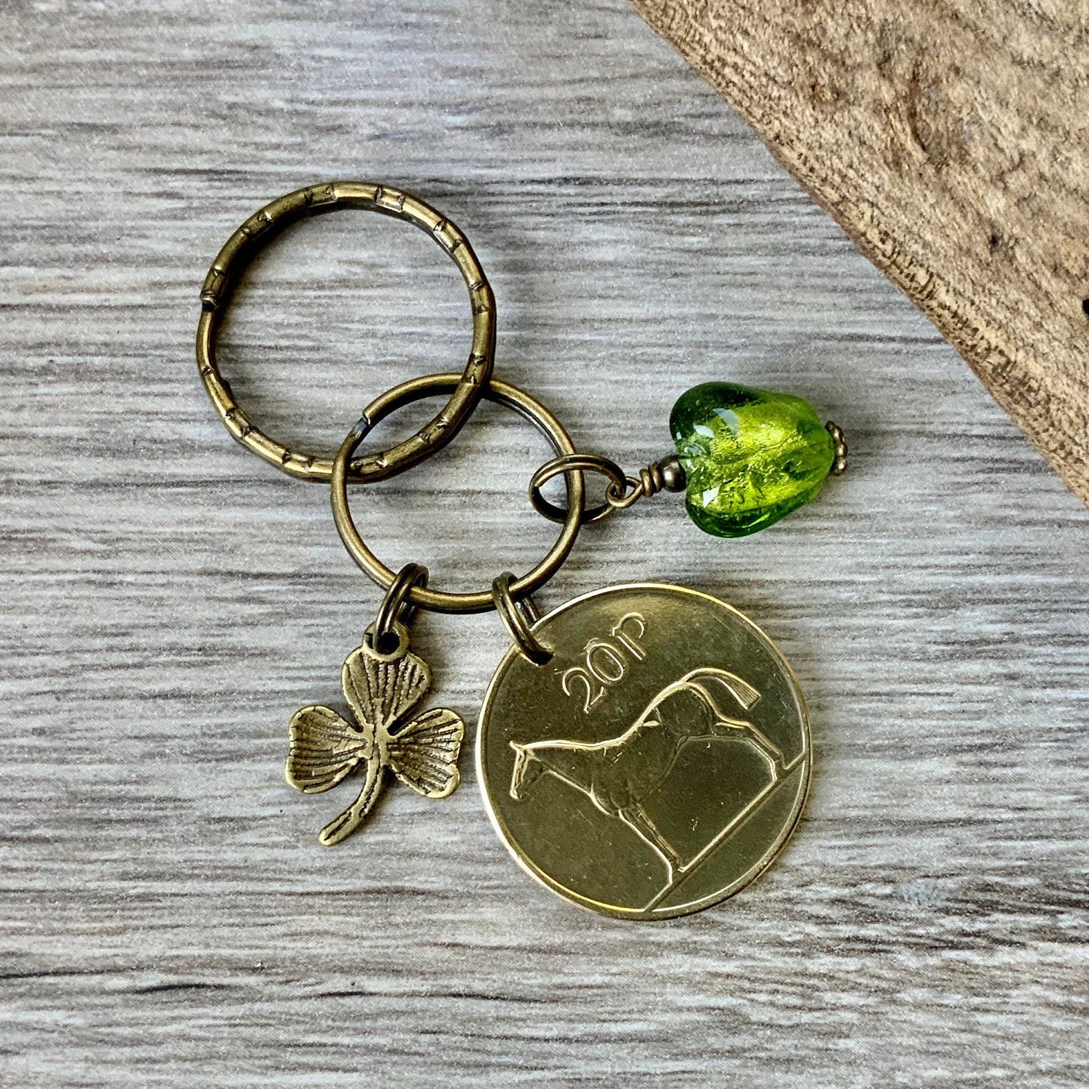 Irish coin bag charm, 1992 Ireland coin keychain or key ring, 33rd ...