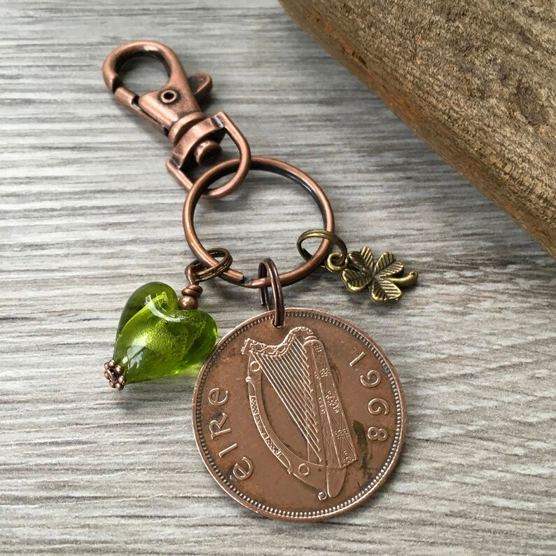 Irish penny lucky charm 1968 Ireland coin with a four leaf | Etsy