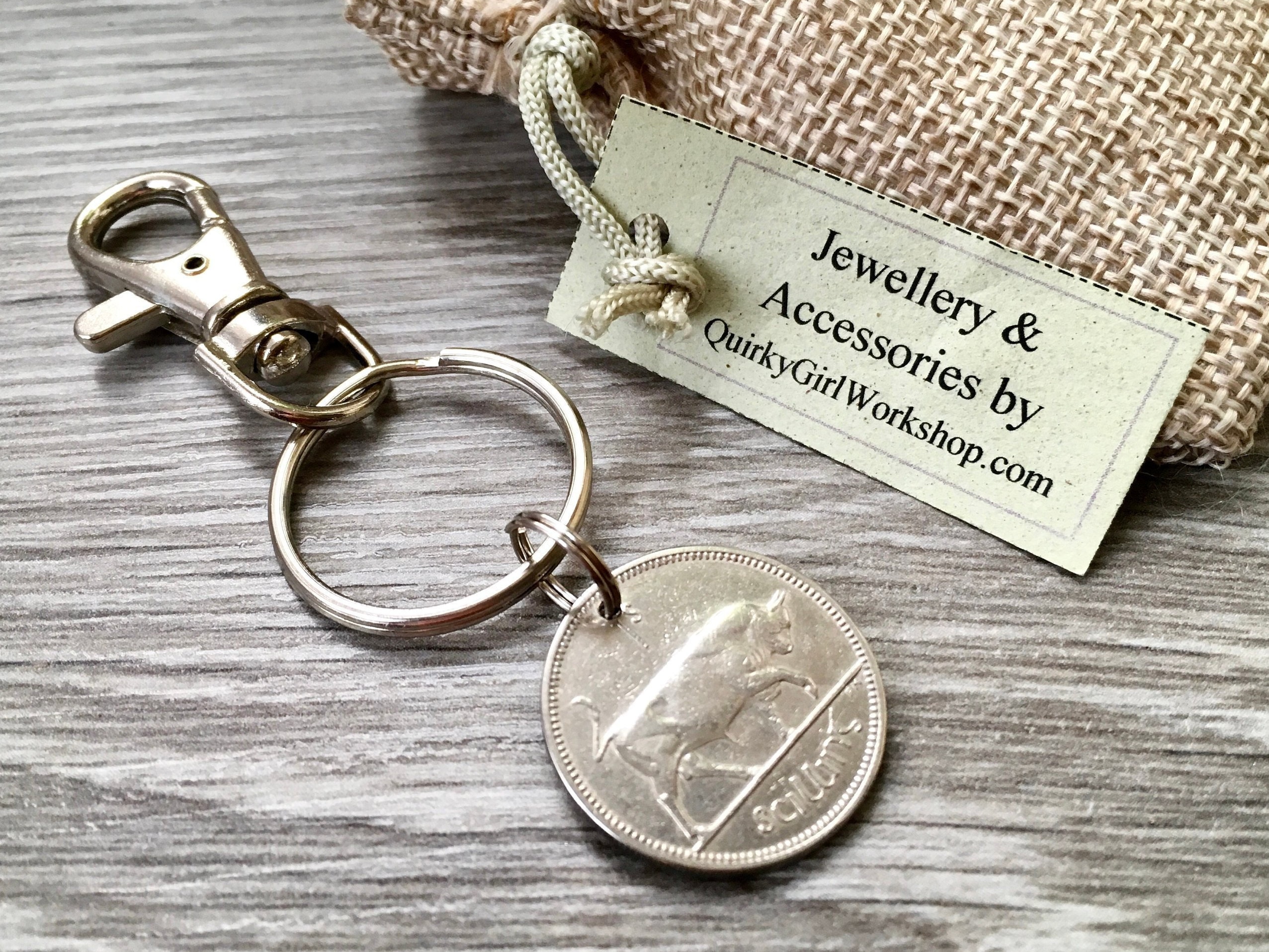 Irish shilling key chain keyring or clip 1962 1963 or 1964 | Etsy