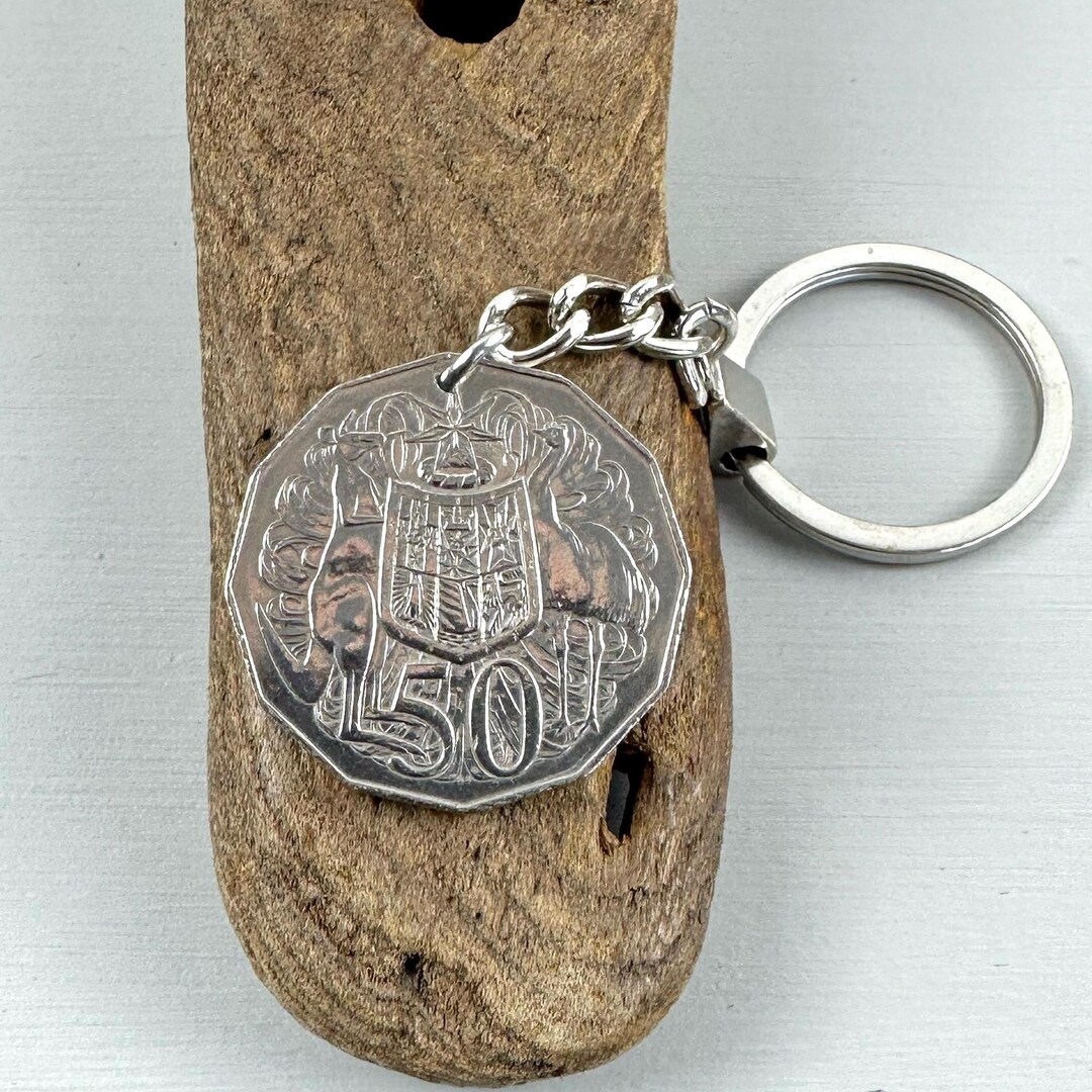 1975 Australian 50c Coin Handmade Into a Key Chain, Keyring, a Great ...