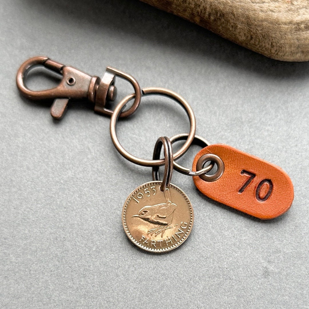 70th Birthday Gift 1953 or 1954 British Farthing Key Ring - Etsy