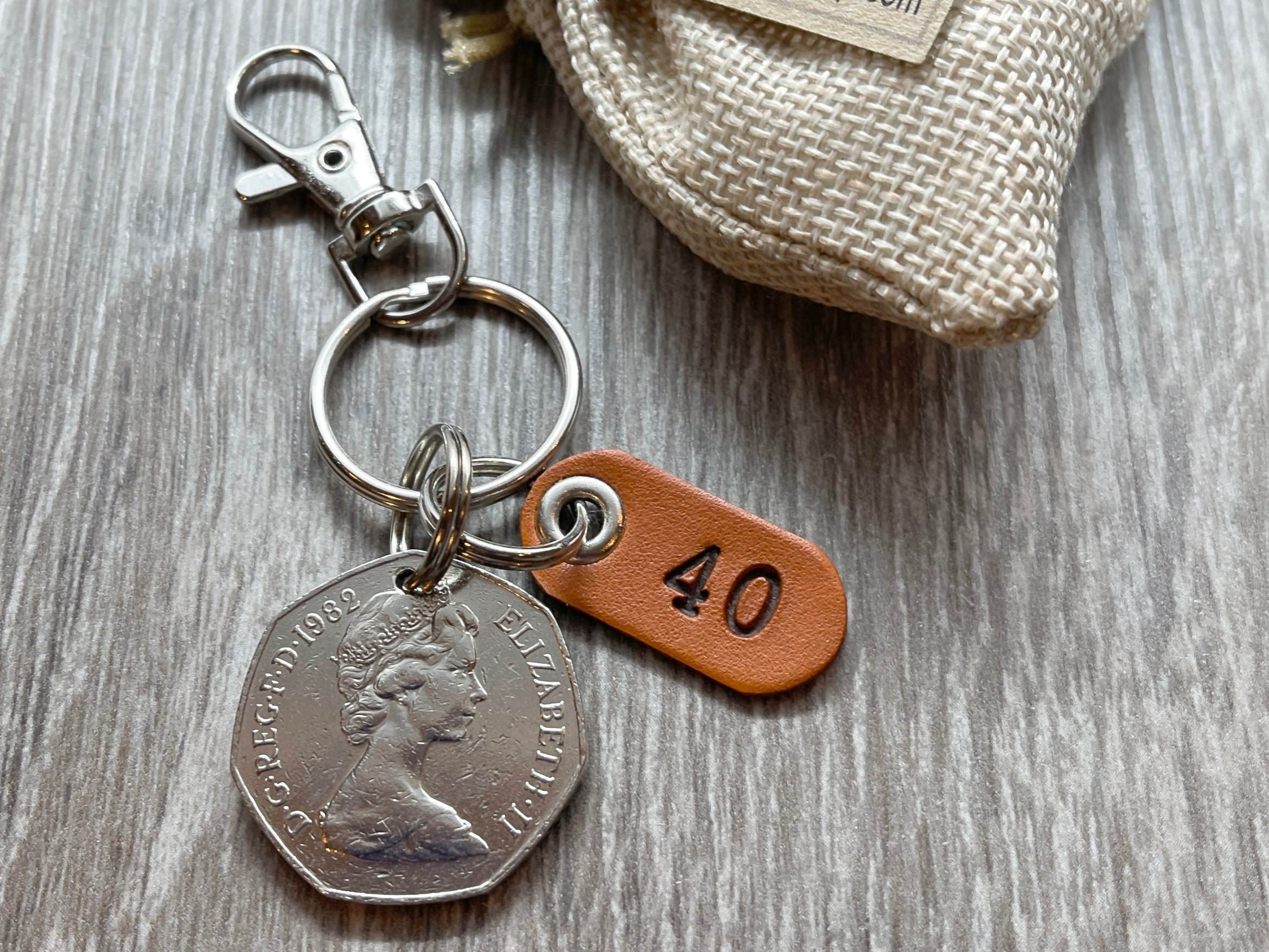 40th birthday or anniversary gift, 1982 British fifty pence coin ...