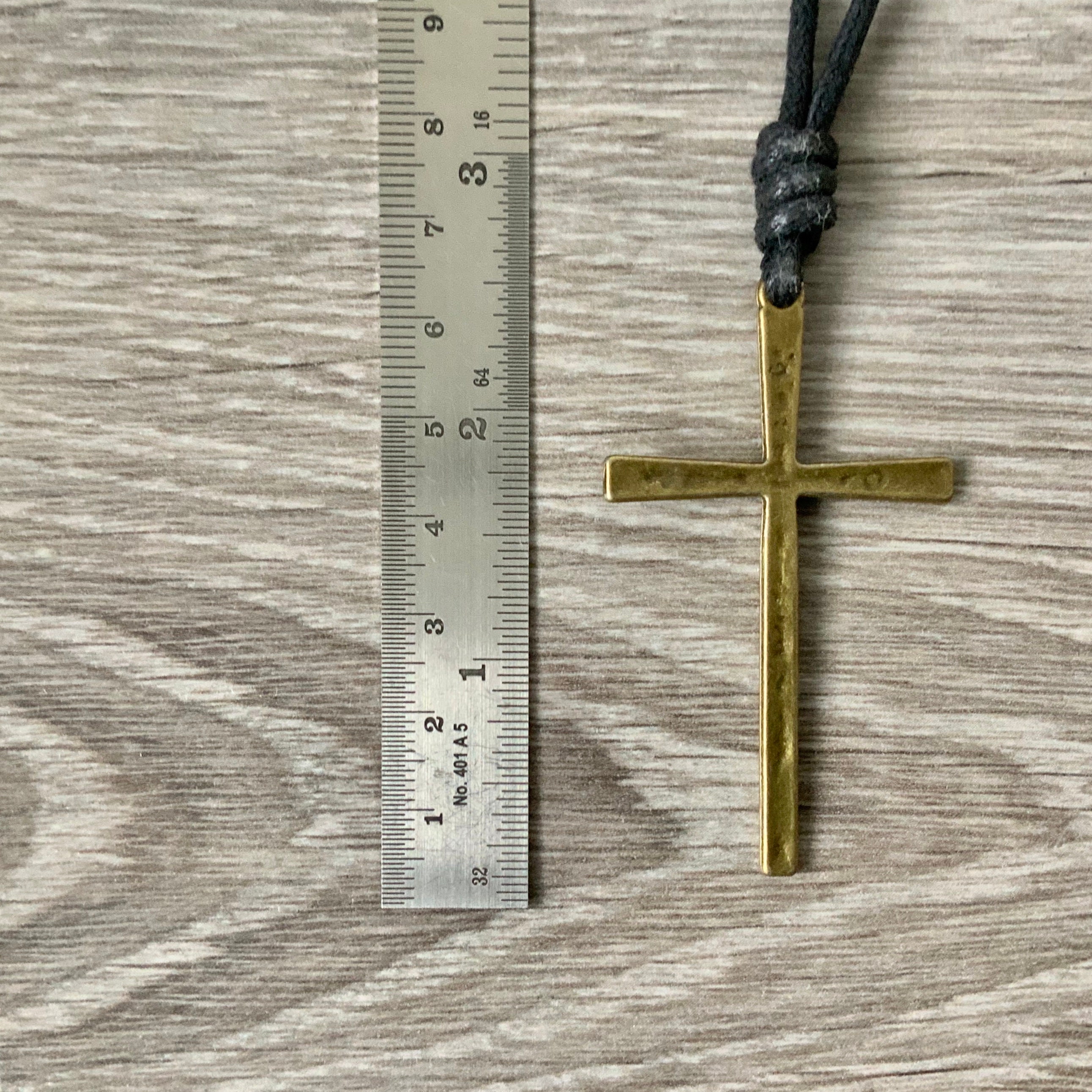 Large Cross Pendant Necklace on a Long Black Adjustable Cotton | Etsy UK