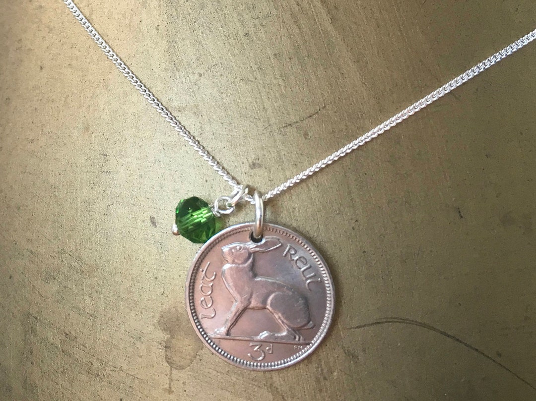 Irish Hare Coin Necklace With a Sterling Silver Chain 1961 or 1962 ...