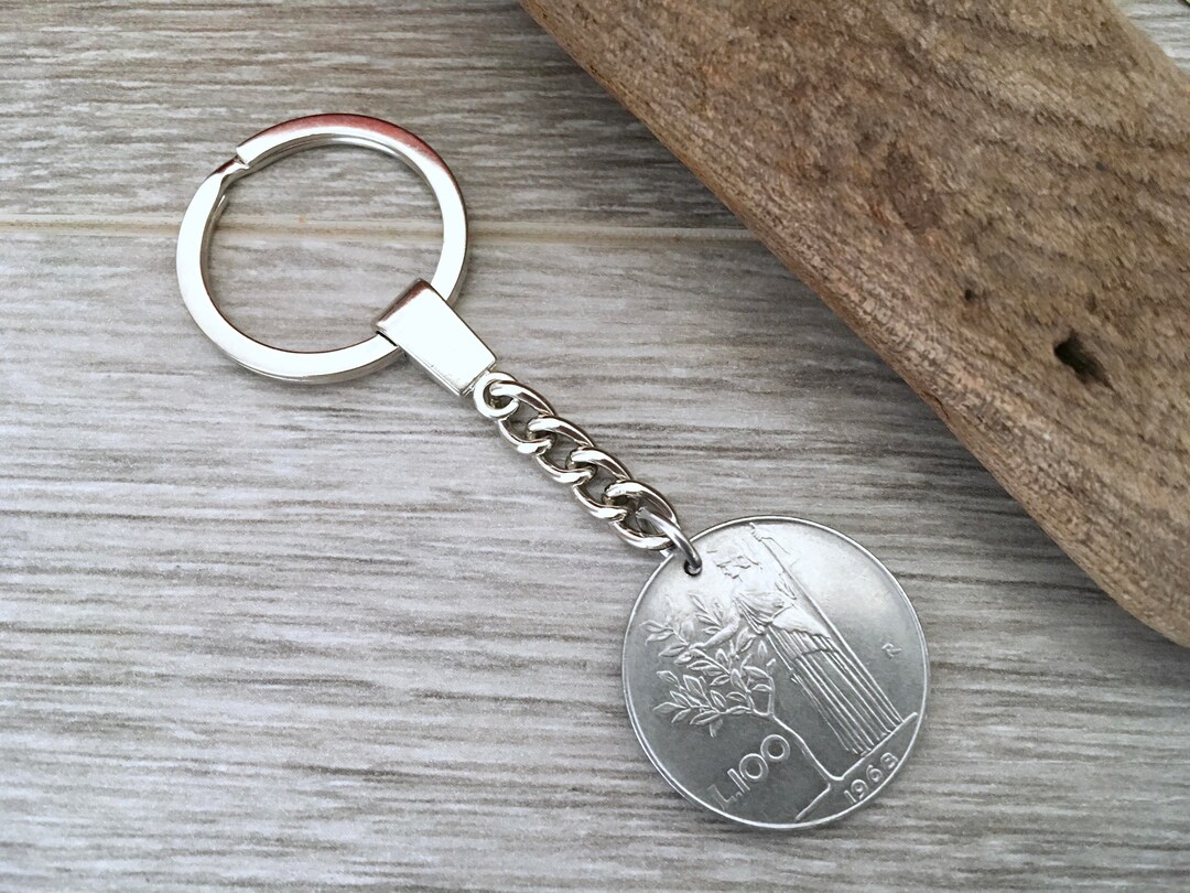 1968 Italian Coin Key Ring, a Great Birthday Gift, Italy Key Chain, 100 ...