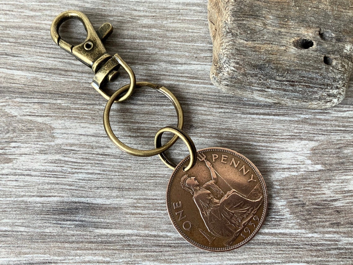 1937 1938 or 1939 British big penny keychain English keyring | Etsy
