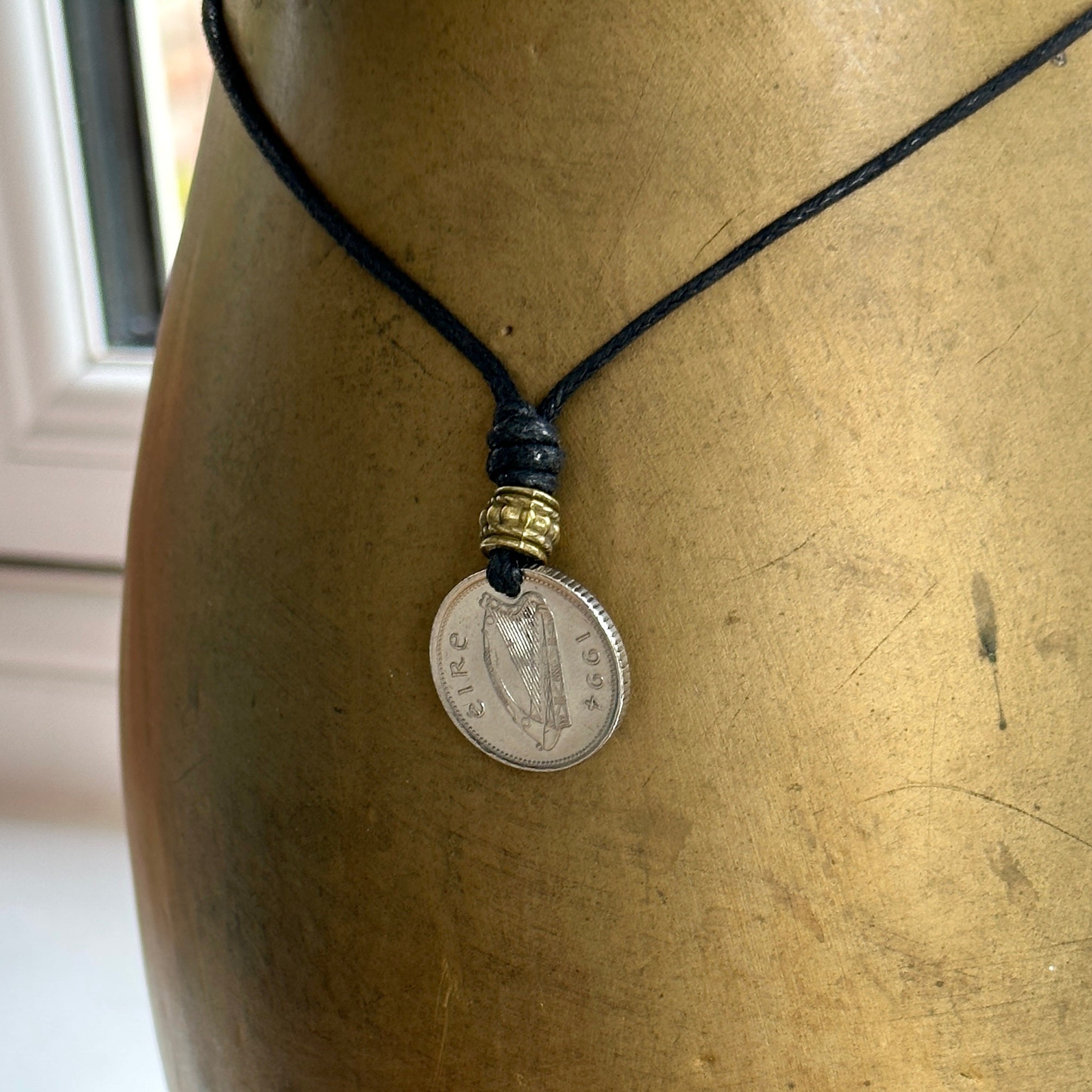 Irish coin necklace, choose coin year 1993, 1994, 1995, 1996 or 2000 ...