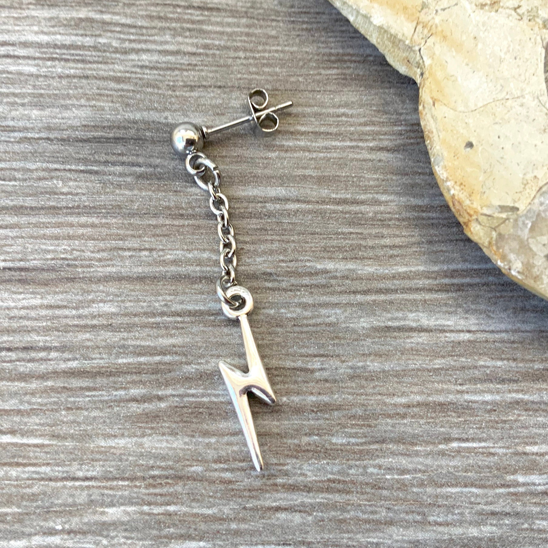 Long lighting bolt earring, thunder bolt dangle earrings, available as ...