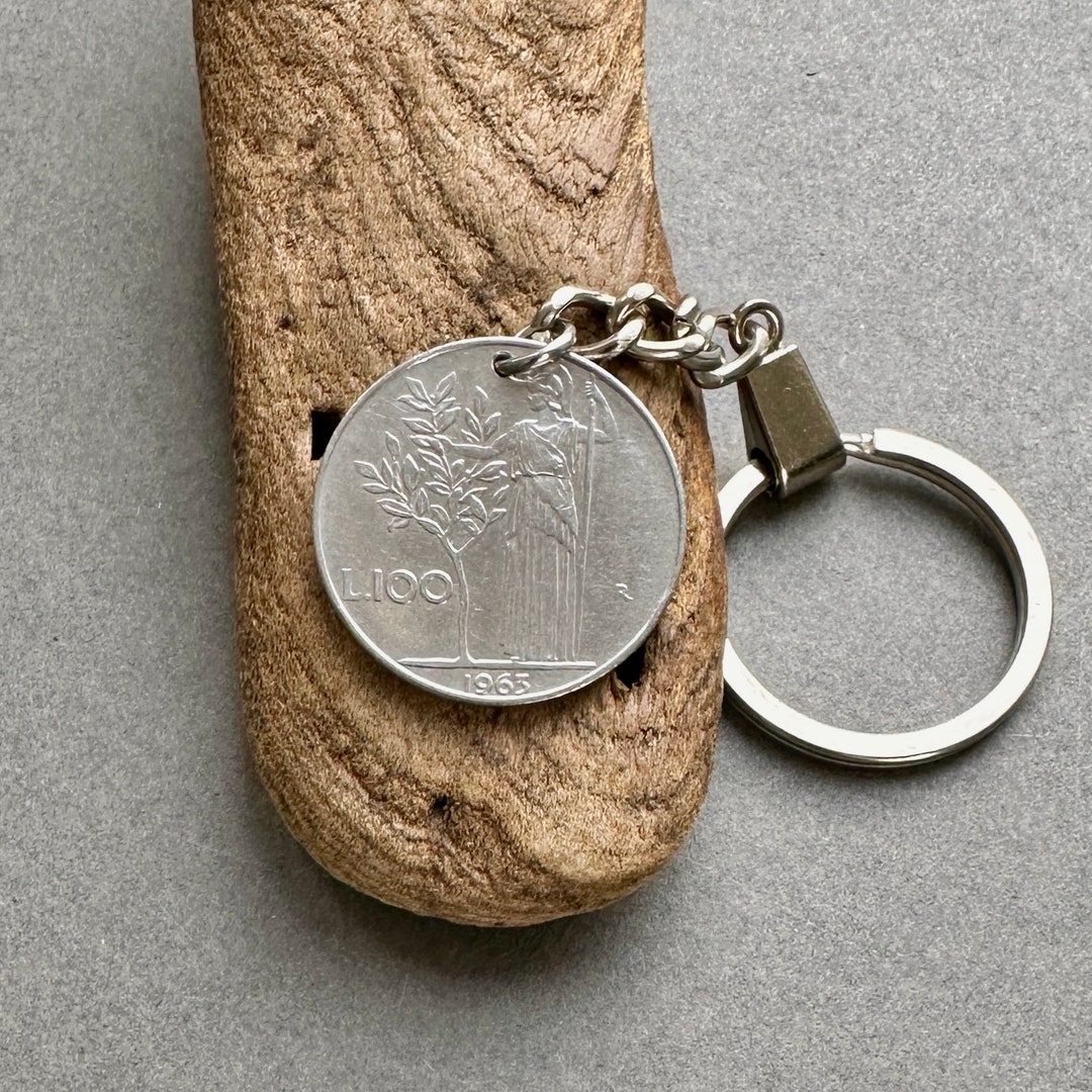 1963 Italian Coin Key Ring, a Great Birthday Gift, Italy Key Chain, 100 ...