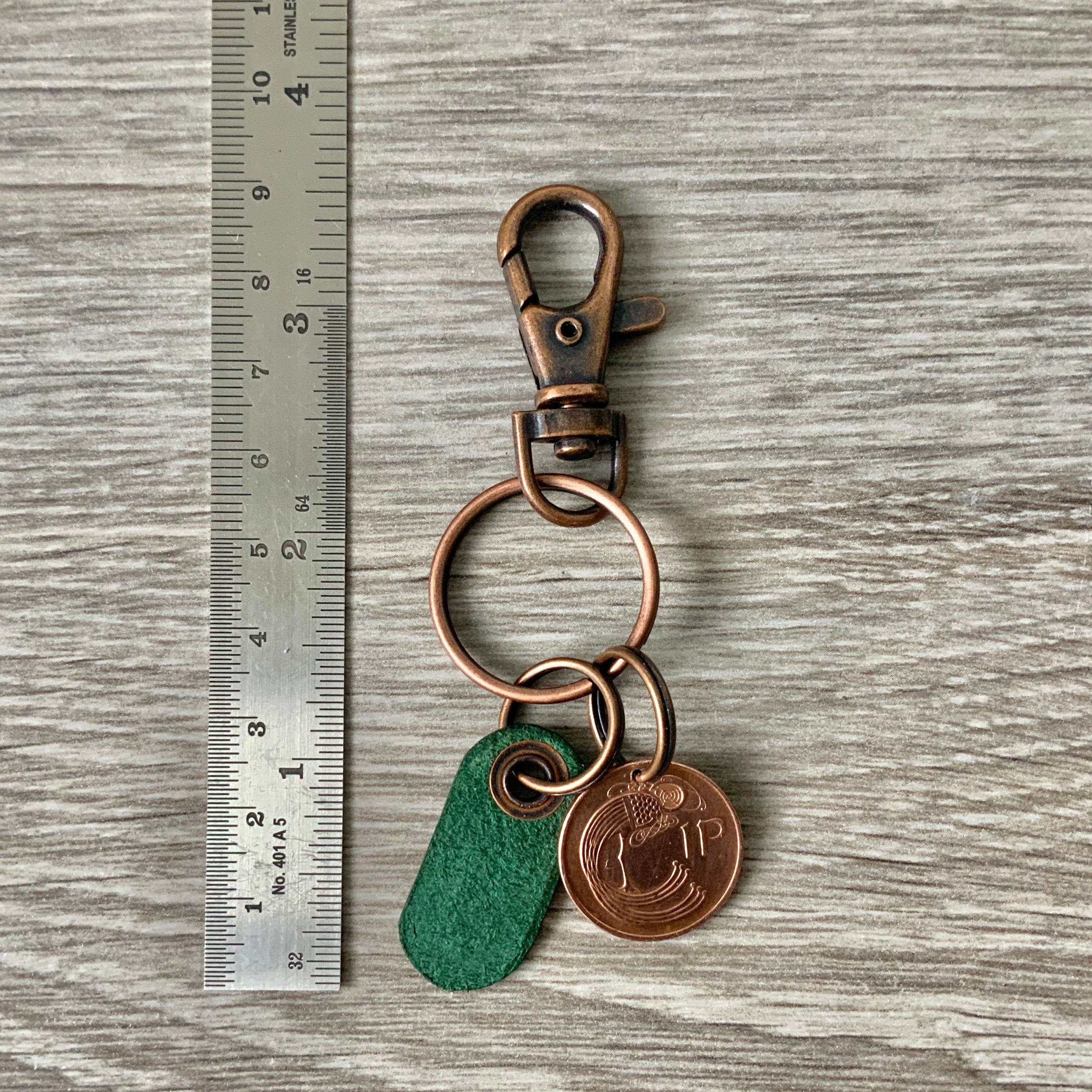 1988 Irish penny keyring, Eire coin keychain, Ireland shamrock bag clip ...