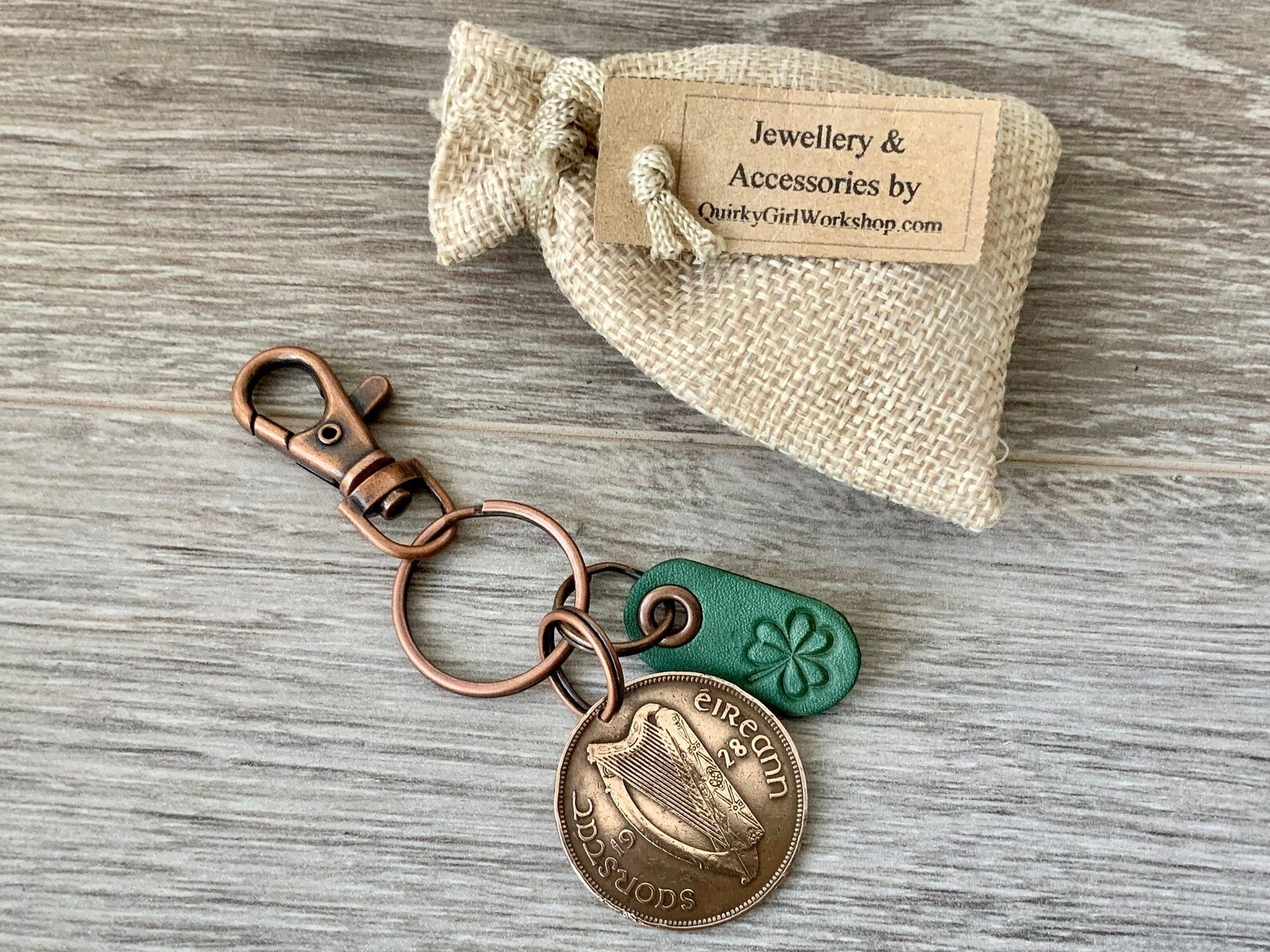 Old Irish Penny Pingin and Shamrock Key Chain Key Ring or - Etsy UK