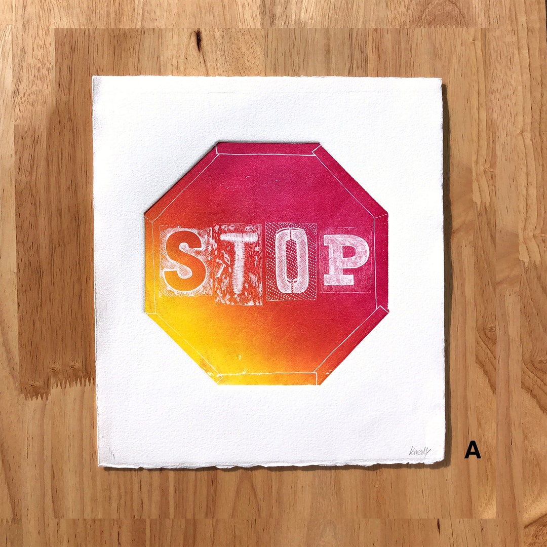 Stop Sign Etching Print - Original Artwork - Etsy