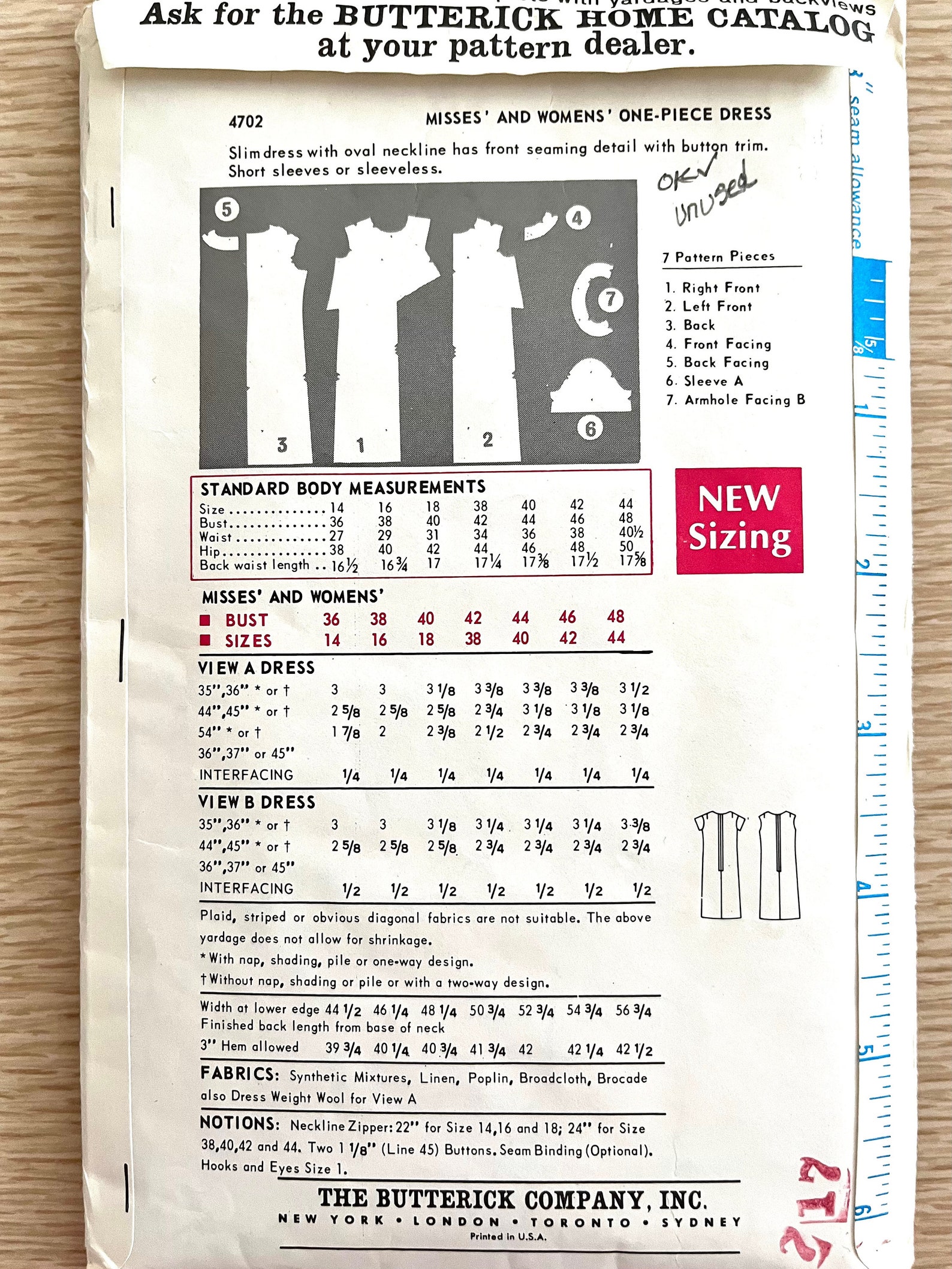 Vintage 1968 Slim Dress With Stylish Button Detail Pattern Butterick ...