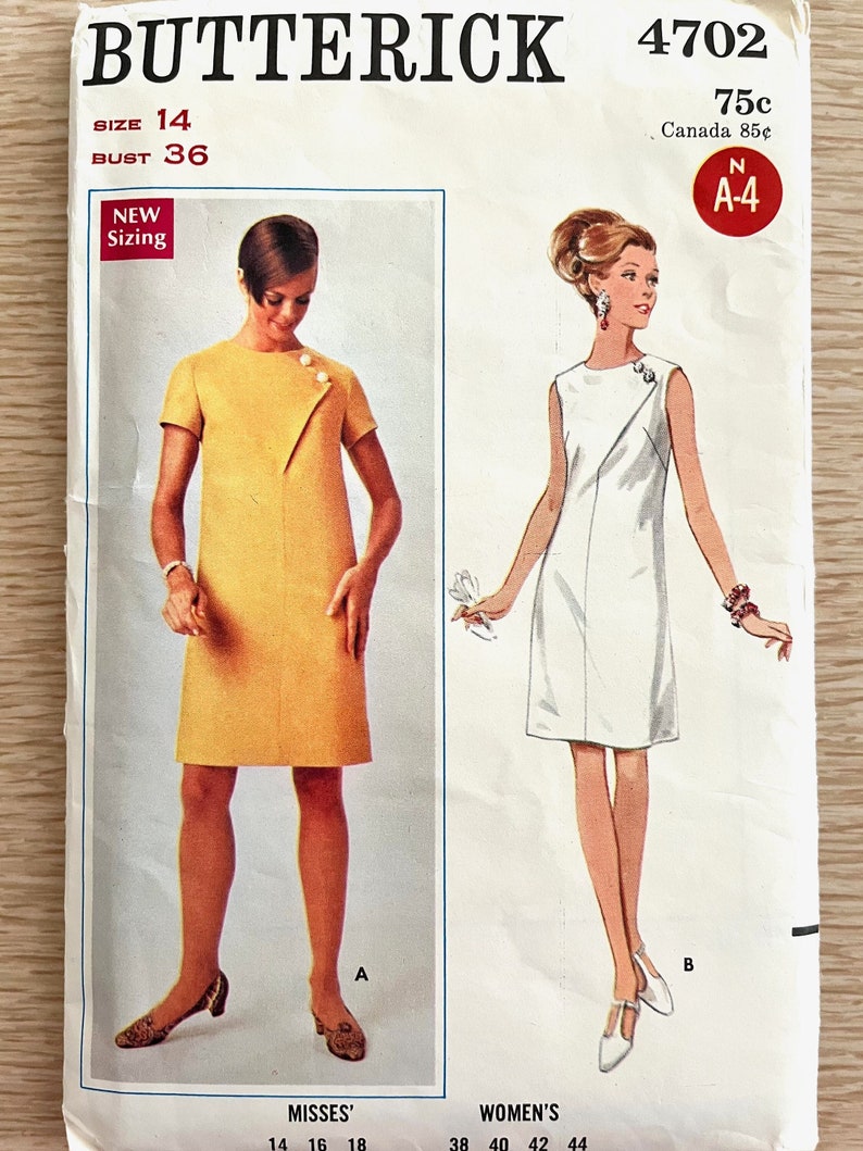 Vintage 1968 Slim Dress With Stylish Button Detail Pattern Butterick ...