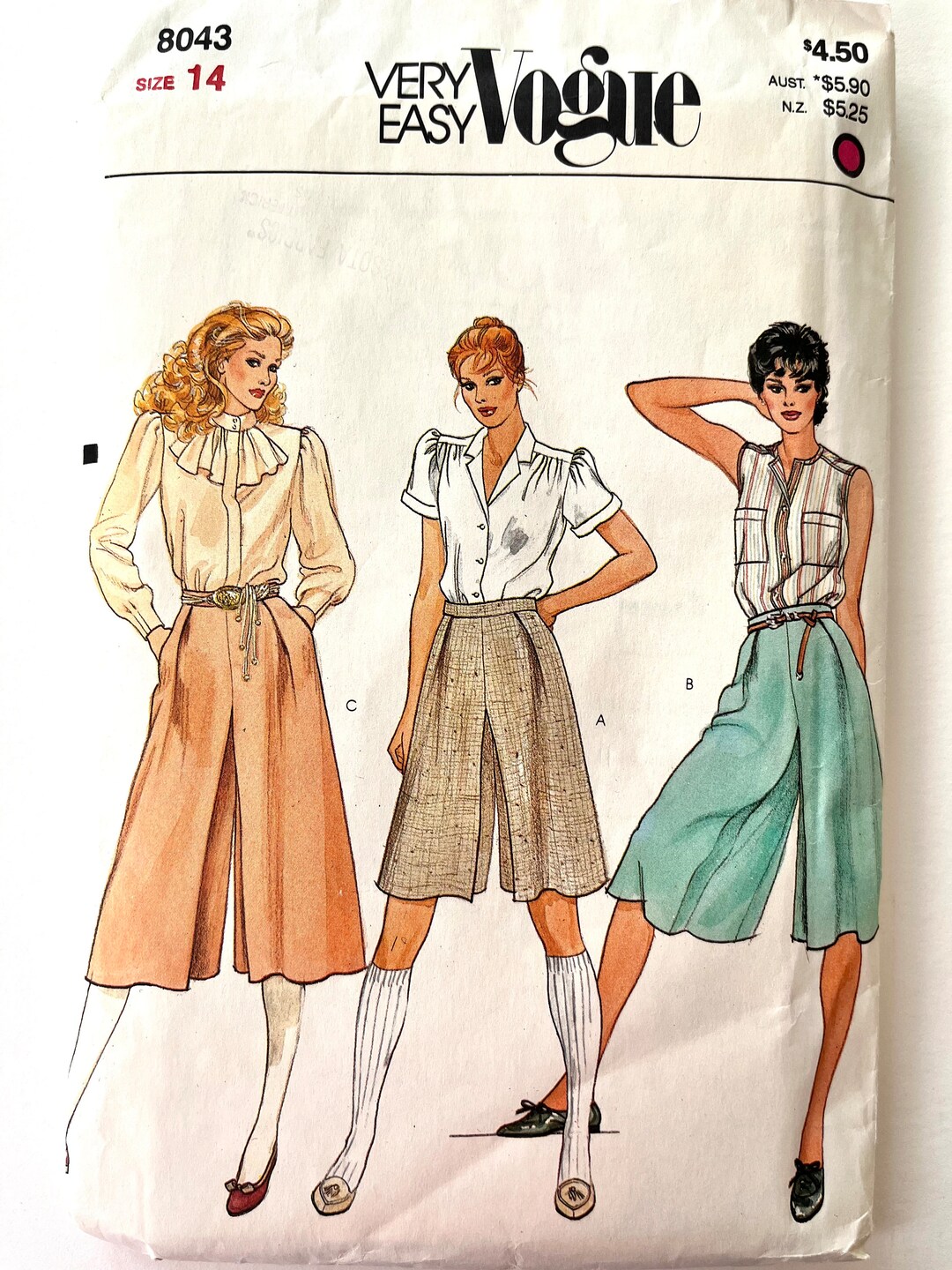 Vintage Early 1980s Culottes Pattern Very Easy Vogue 8043 Size 14 - Etsy