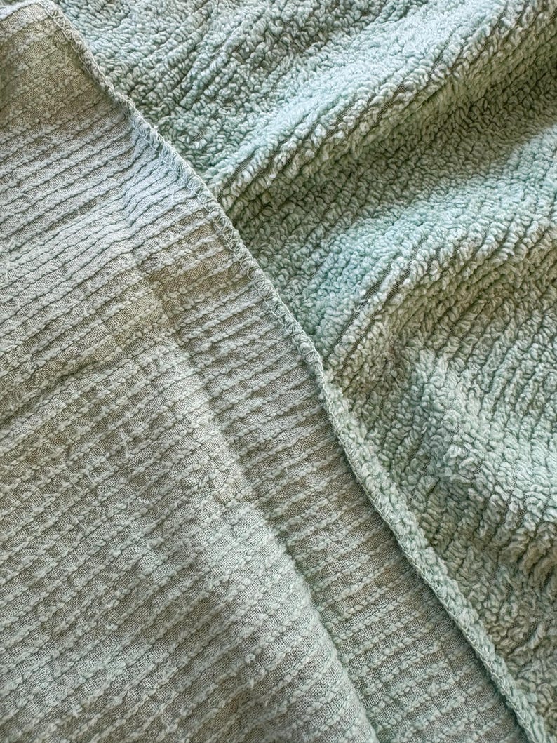 Vintage Green Chenille Bedspread Fabric Pieces - 5 - Etsy