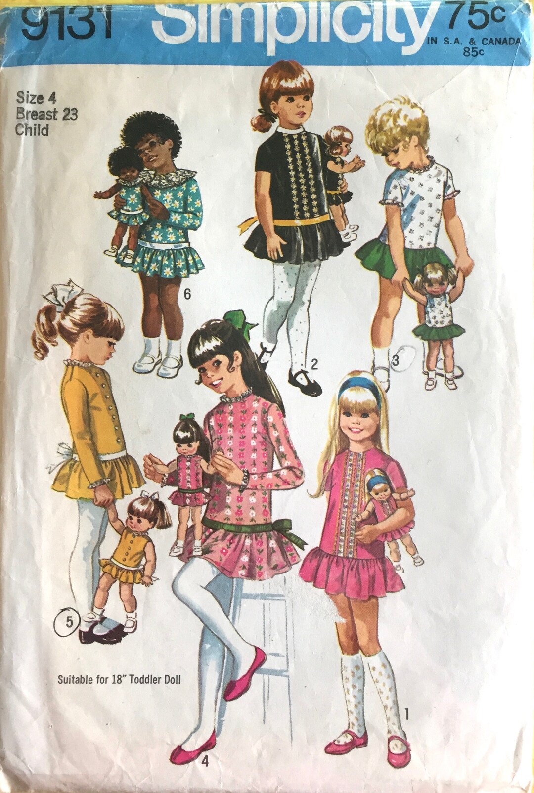 Vintage 1970 Sewing Pattern Simplicity 9131 Girl's Dress Size 4 With ...