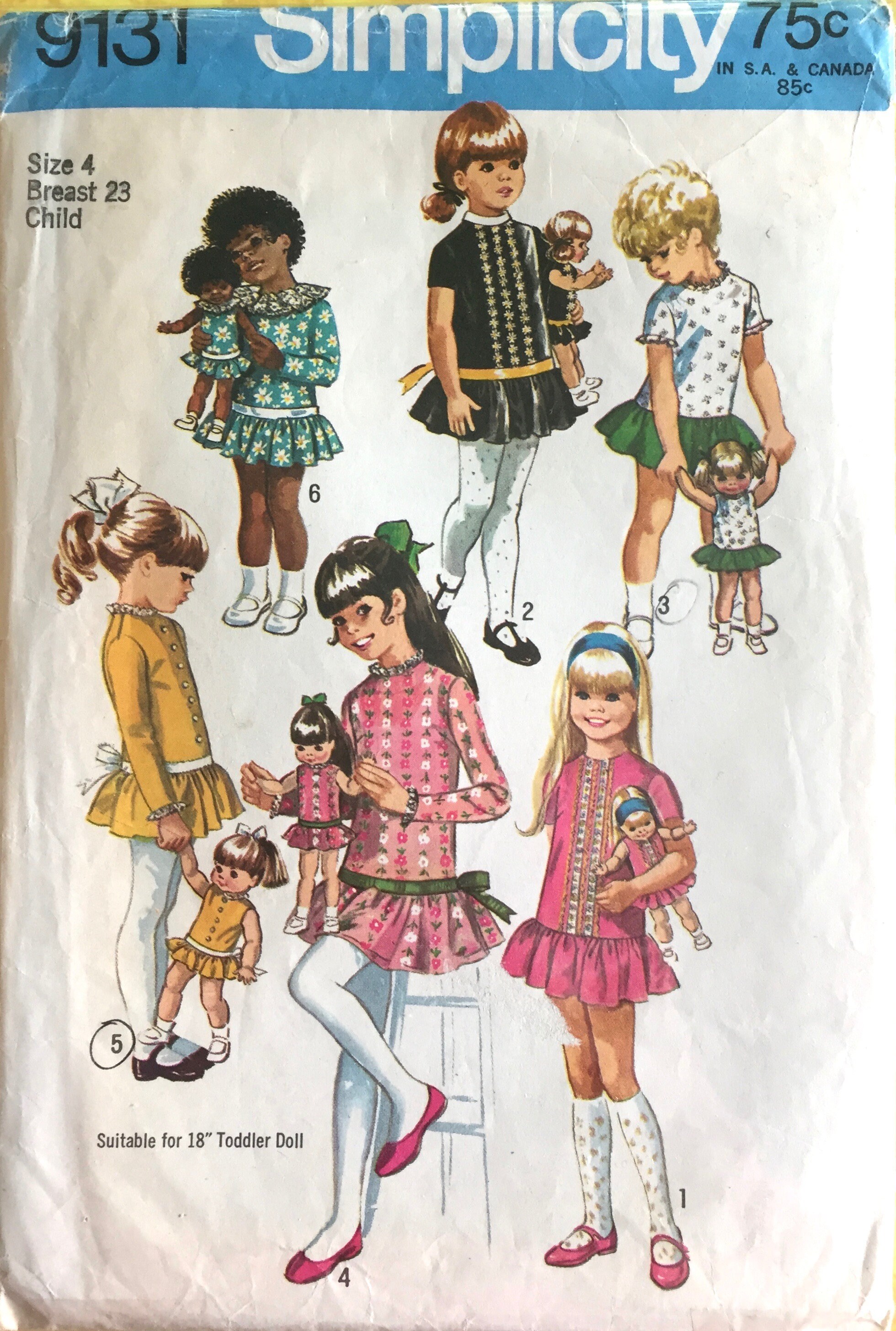 Vintage 1970 Sewing Pattern Simplicity 9131 Girl's Dress Size 4 With ...