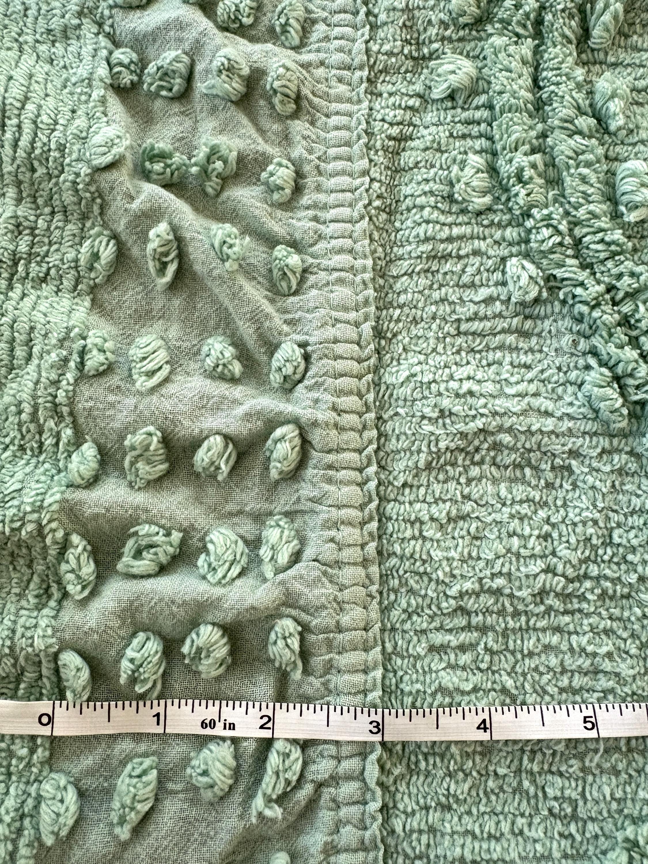 Vintage Green Chenille Bedspread Fabric Pieces - 5 - Etsy