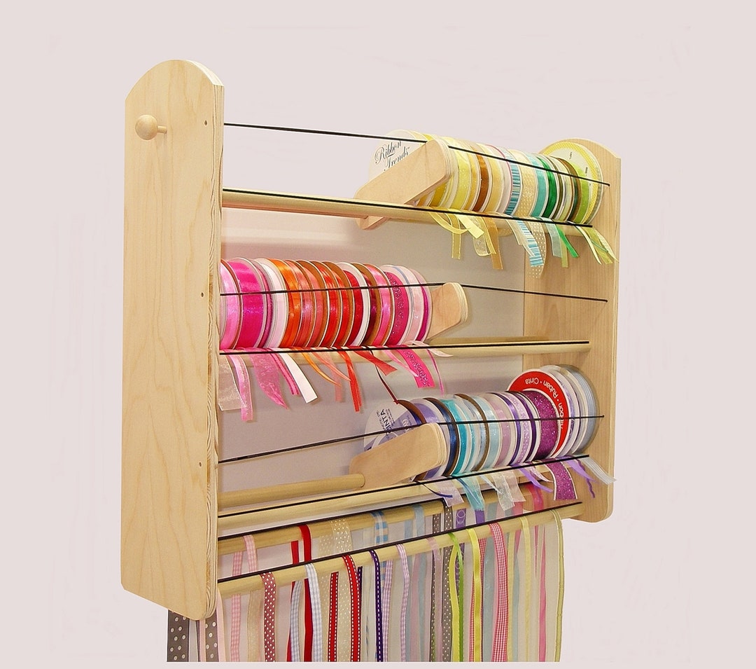 GSS 2n1 18" Ribbon Organizer 5 Tier Wall Unit. Holds Spools & Loose ...