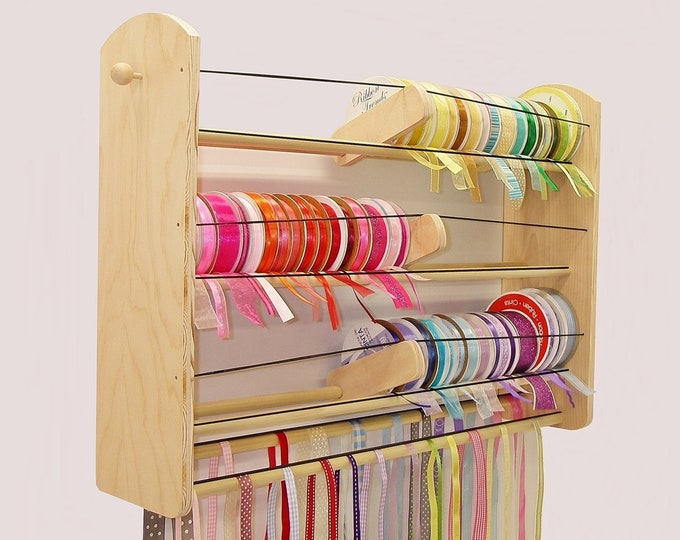 GSS 2n1 24 Ribbon Organizer 5 Tier Wall Unit. Holds Spools & Loose ...