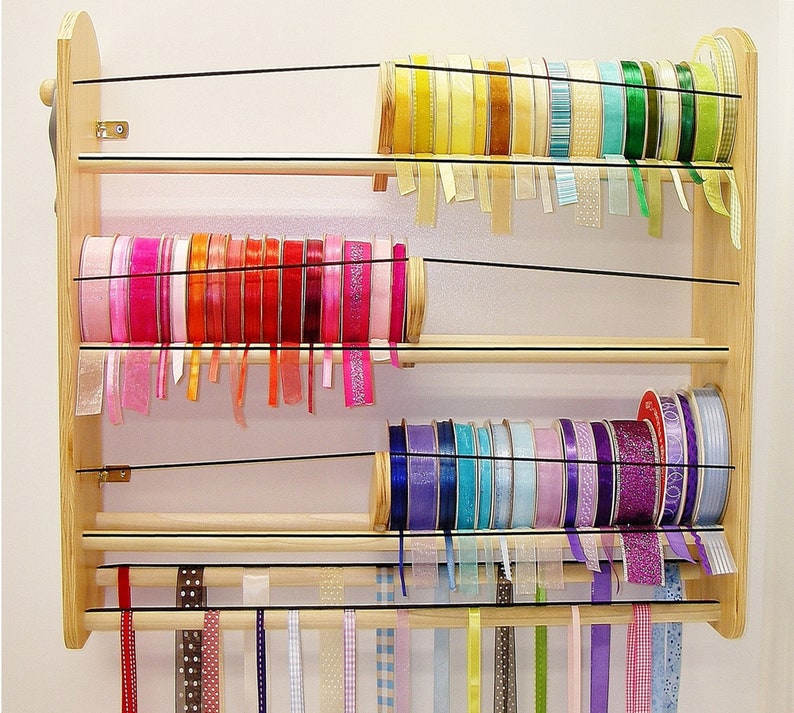 GSS 2n1 18" Ribbon Organizer 5 Tier Wall Unit. Holds Spools & Loose ...