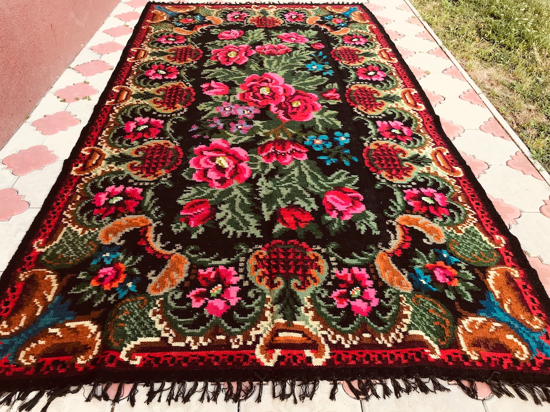 Bessarabian Kilim Handmade. Ukrainian Traditional Floral Kilim. Hand ...
