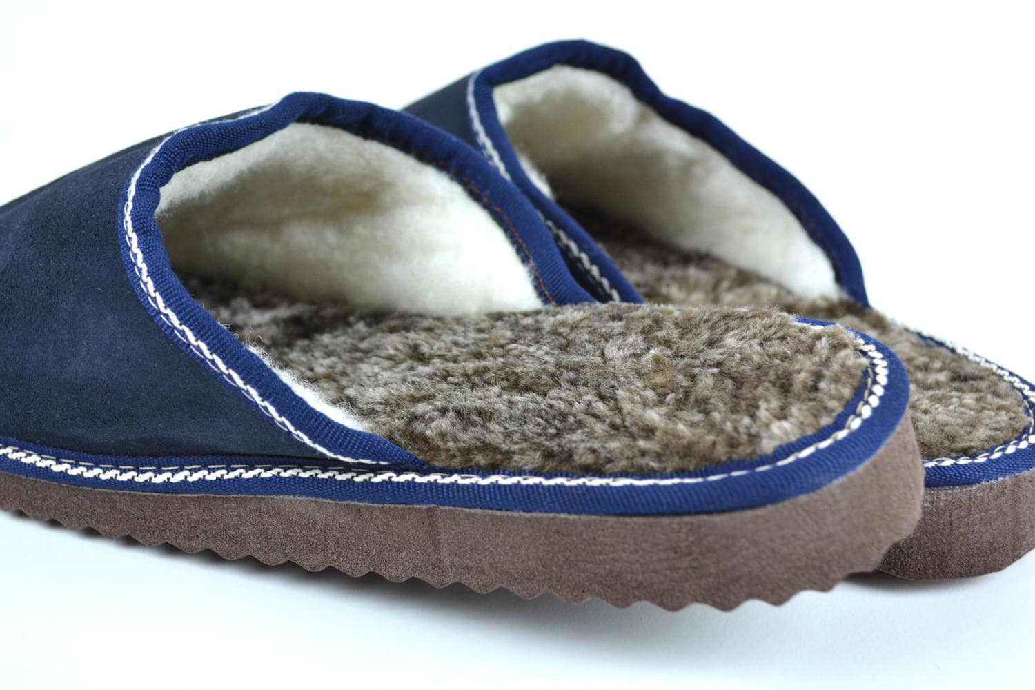 Leather slippers for men made of blue leather on top and white | Etsy