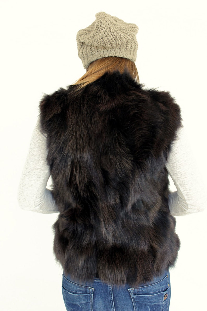 Reversible Brown Jacket Made of Leather on the One Side and Real Fox ...