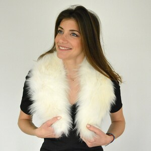 White Fur Scarf for Women Made With Real Fox Fur. Totally Handmade ...