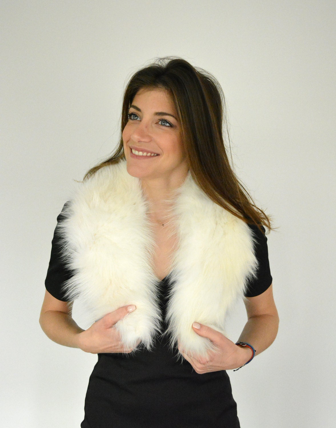 White Fur Scarf for Women Made With Real Fox Fur. Totally | Etsy