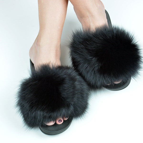 Fur Slides for Women - Etsy
