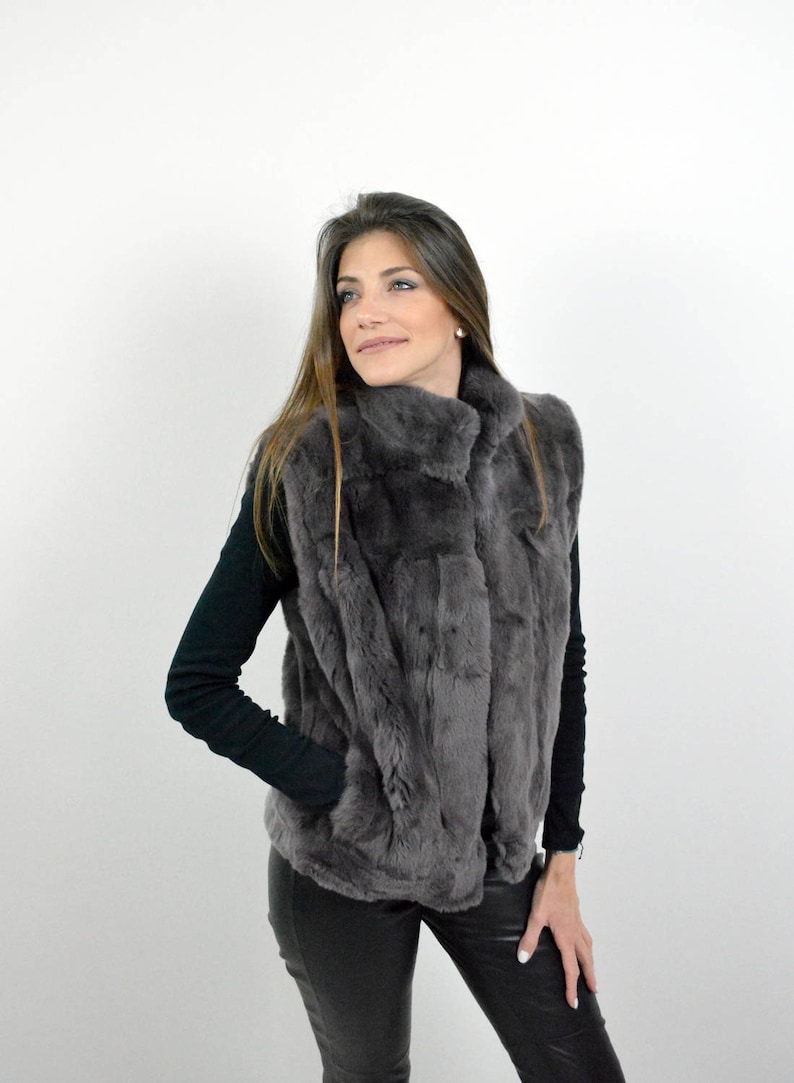 Veste de fourrure pour femmes faite avec de la fourrure Gray - Etsy France