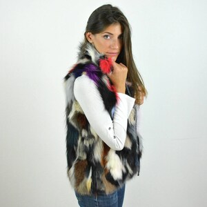 Patchwork Fur Jacket Made With Fox Fur and Inner Black Lining. Handmade ...