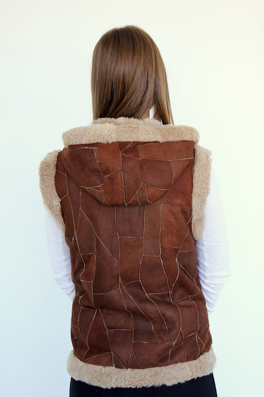 Sleeveless Leather Jacket for Women With Hoodie in Brown Made - Etsy