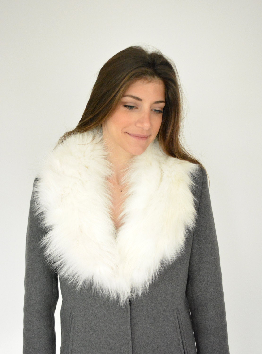 White Fur Scarf for Women Made With Real Fox Fur. Totally | Etsy