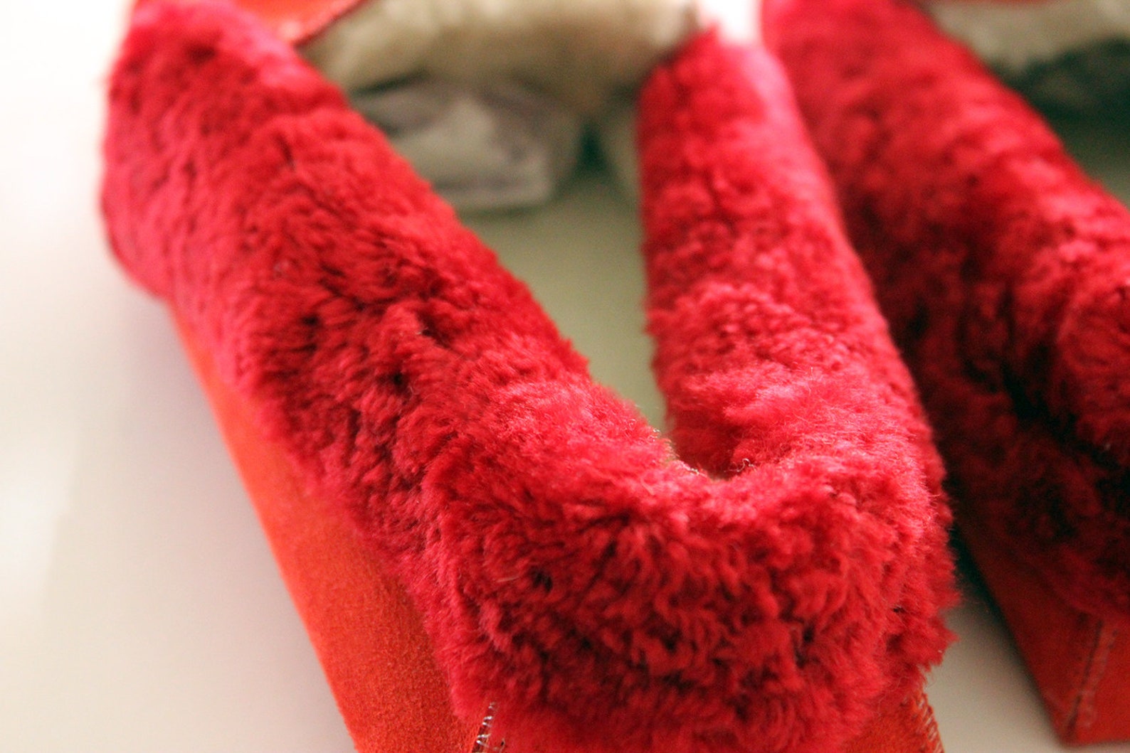 Womens Moccasins in Red Made With Genuine Mouton Leather, Soft Fur ...