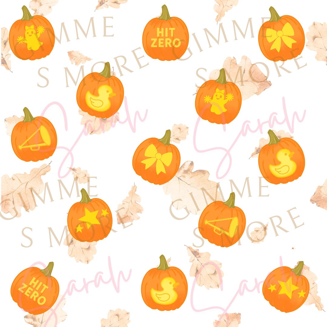Cheer Carved Pumpkin Seamless Pattern | Fall Cheerleading SVG PNG ...
