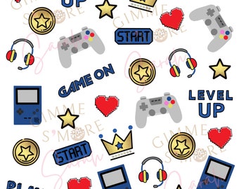 Video Game Seamless Digital Pattern Digital Watercolor Gaming Pattern ...