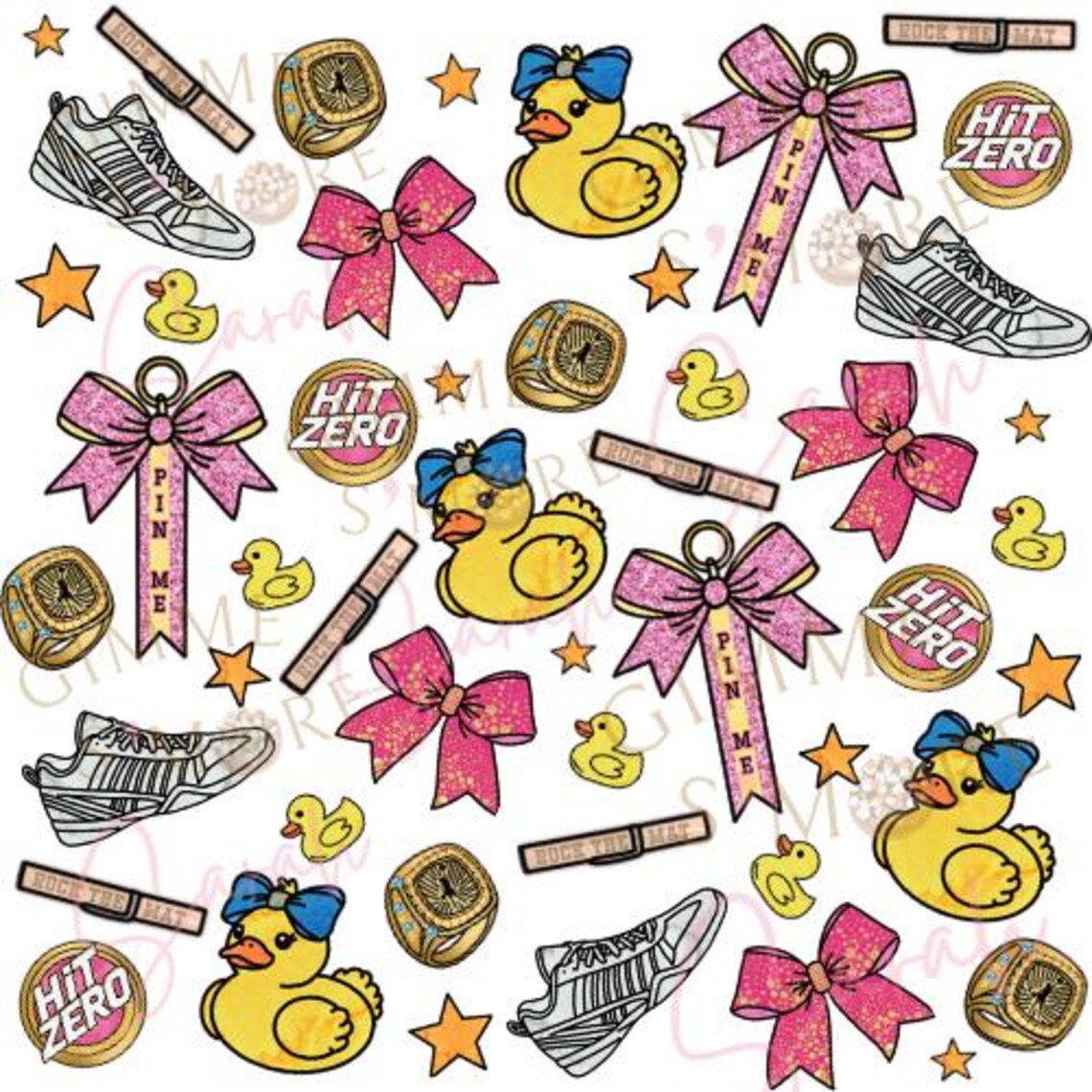 Rock the Mat Cheer Seamless Pattern -- Cheerleading, Cheer, Pin Me ...